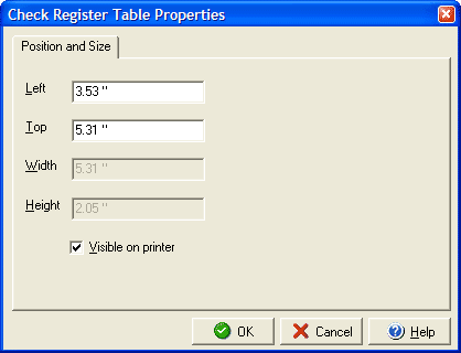 Check Register Table Properties