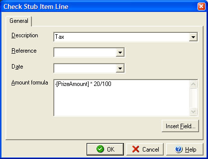 Check Stub Item Line